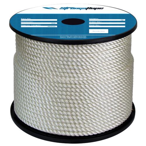 8mm 100mtr 3str NYLON ROPE RL WHITE @ $96.47