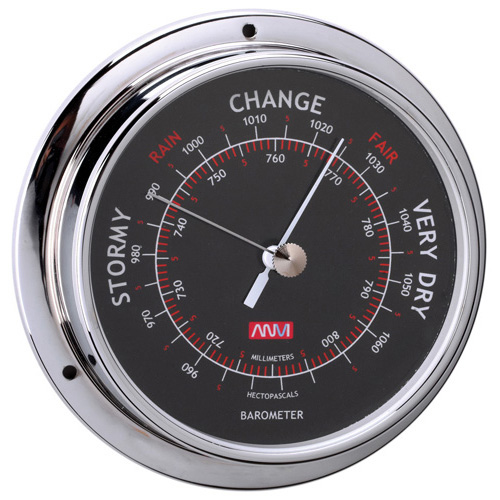 Barometer With Black Face - Chrome Plated... | Bosuns Locker